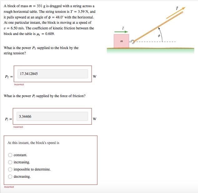 Solved A block of mass m=331 g is dragged with a string | Chegg.com
