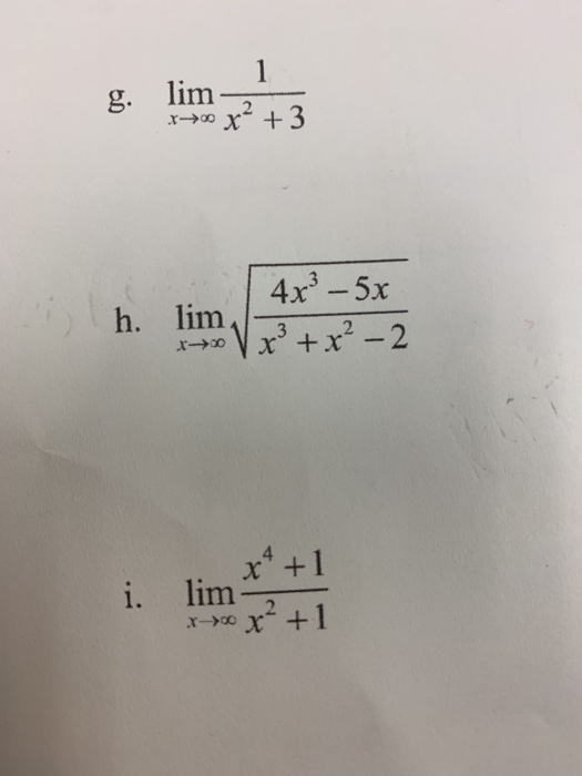 Solved For each function evaluate the limits analytically | Chegg.com