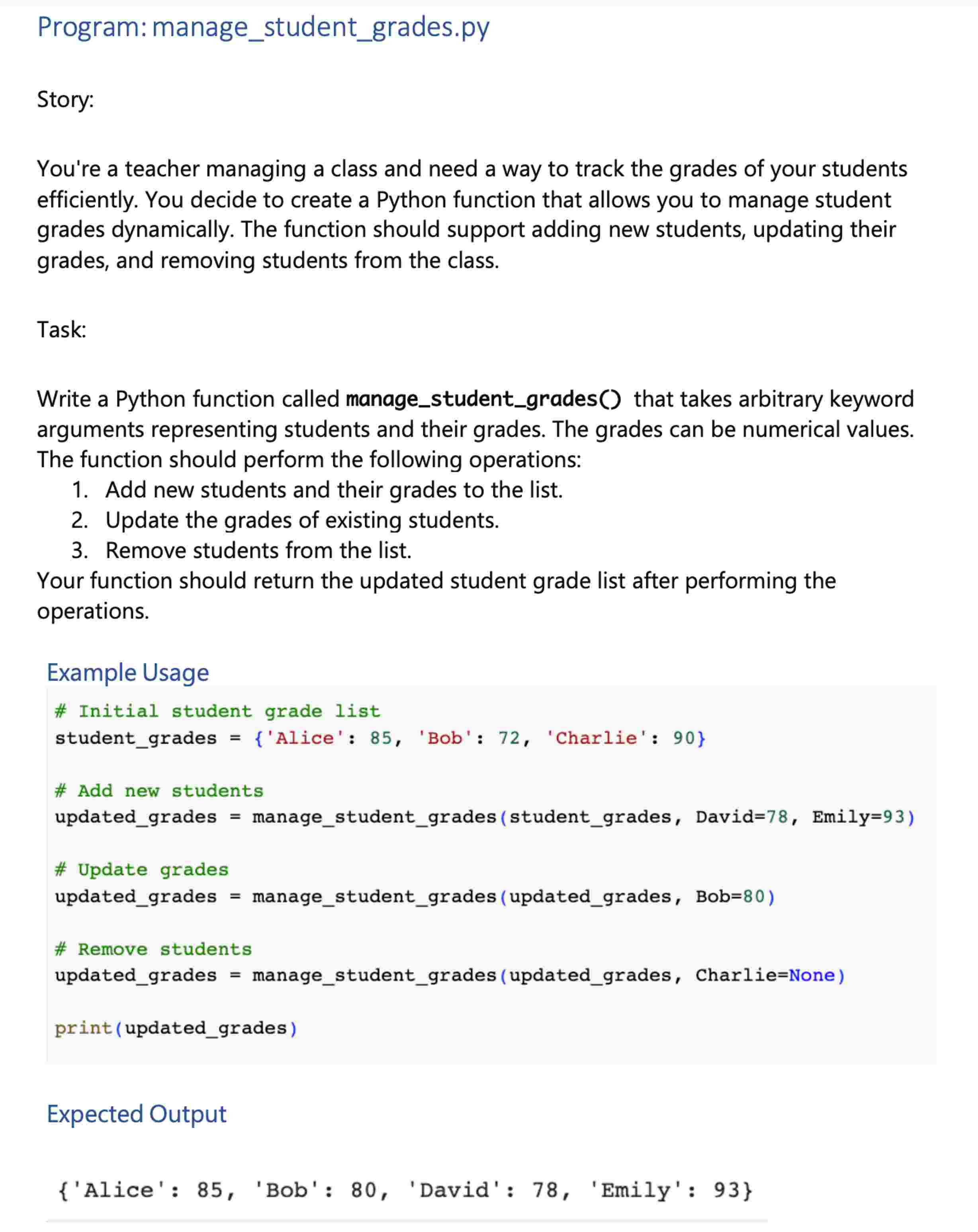 Solved Program: manage_student_grades.pyStory:You're a | Chegg.com