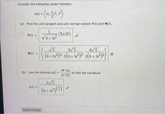 Solved Consider the following vector function. \\[ | Chegg.com