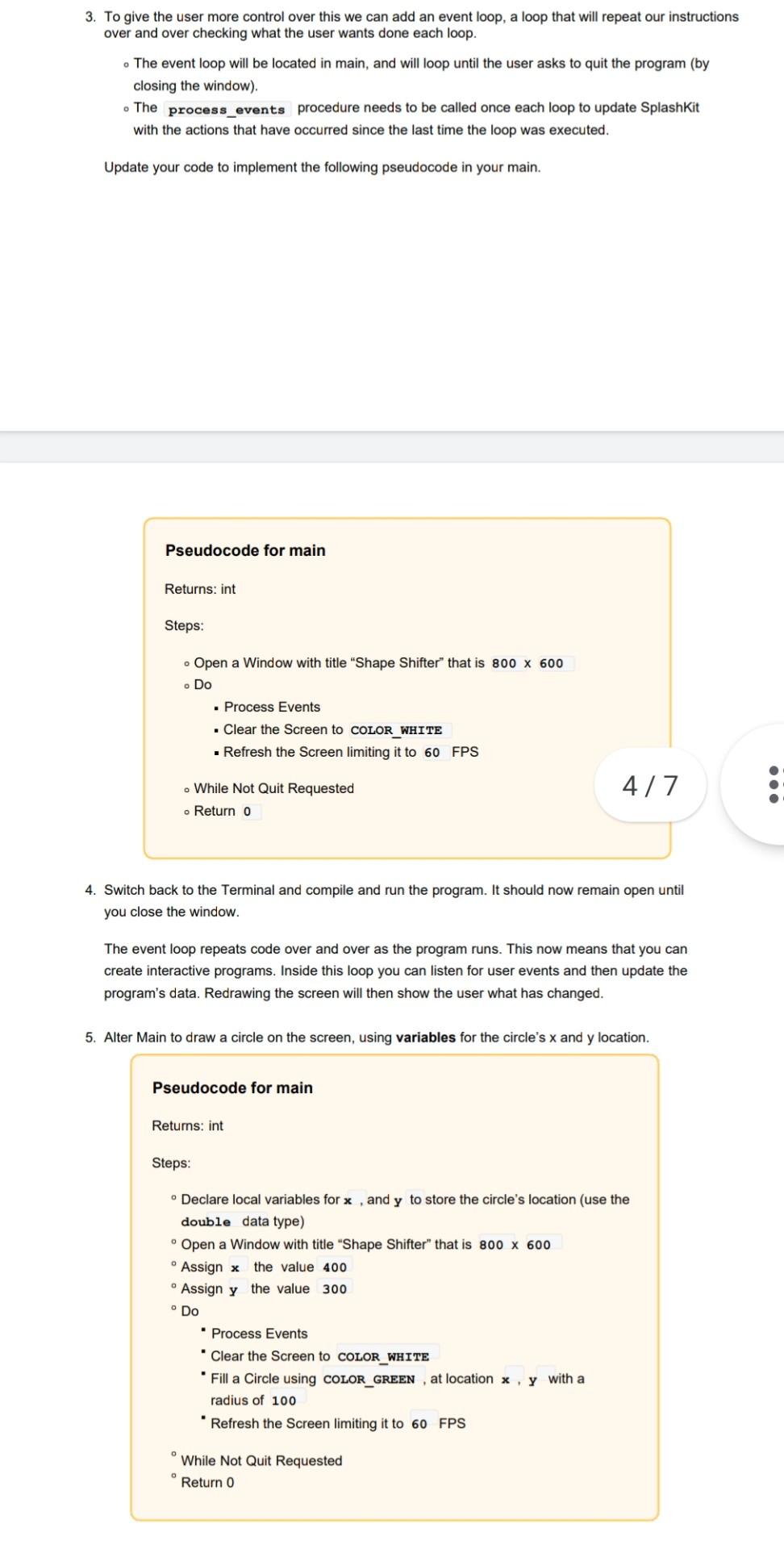 Solved Background So far all of the SplashKit programs we | Chegg.com