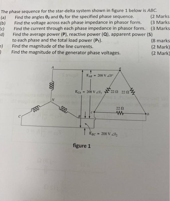 Solved The phase sequence for the star-delta system shown in | Chegg.com