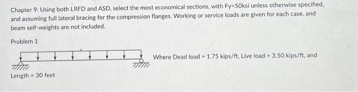 Solved Chapter 9: Using both LRFD and ASD, select the most | Chegg.com