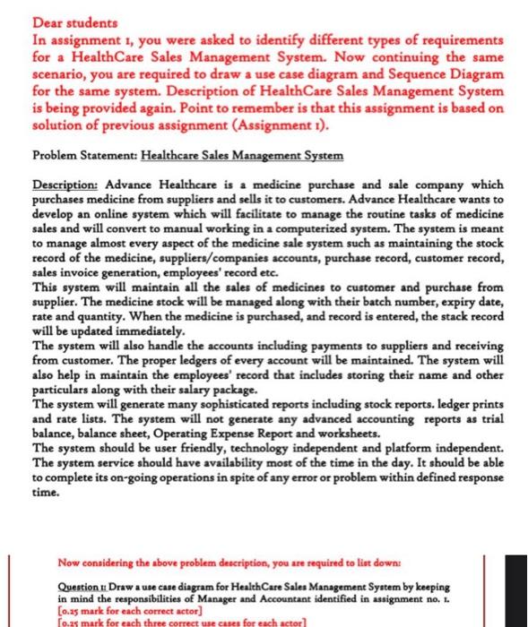 Solved Dear students In assignment 1, you were asked to | Chegg.com