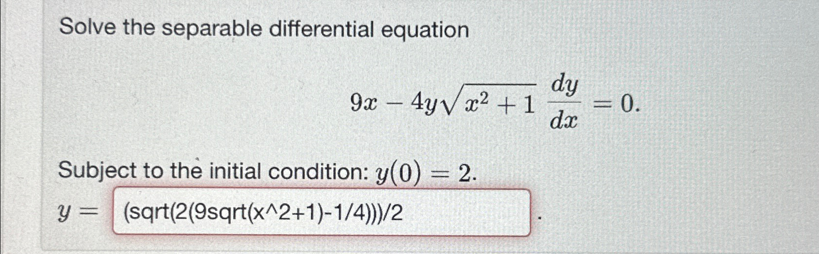 Solved Solve the separable differential | Chegg.com