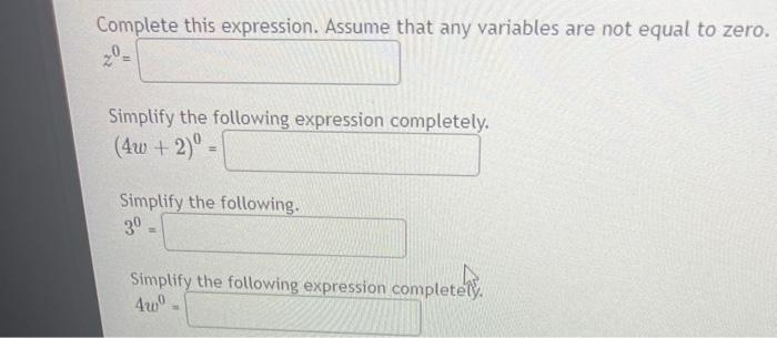 Solved Complete this expression. Assume that any variables | Chegg.com