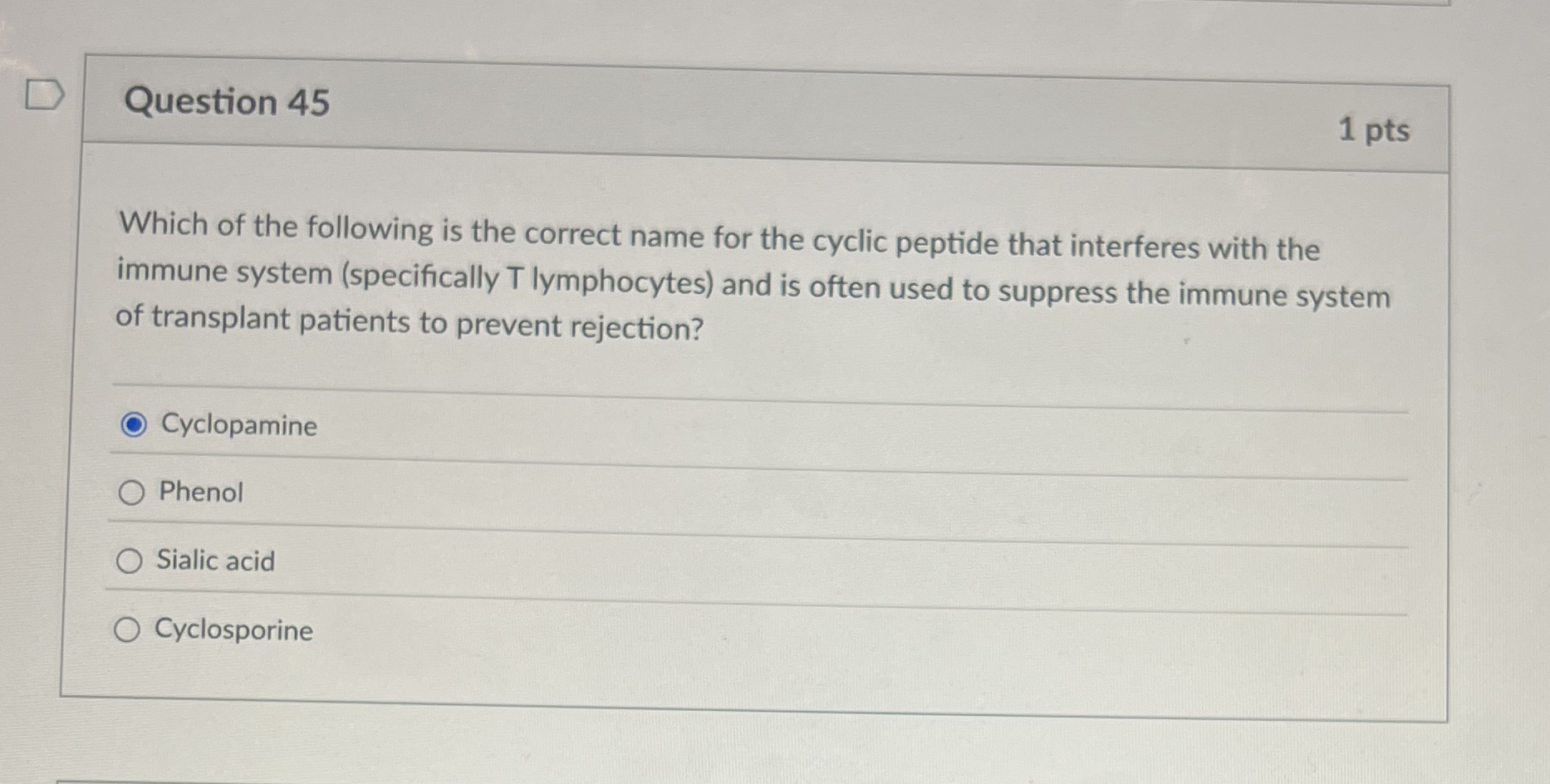 Solved Question 451 ﻿ptsWhich of the following is the | Chegg.com
