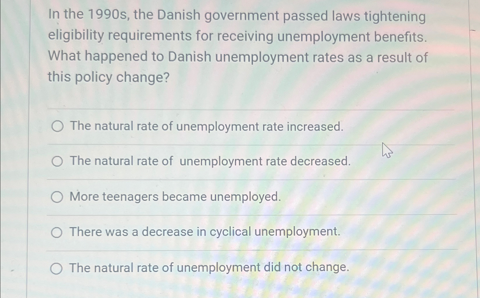 Solved In the 1990s, ﻿the Danish government passed laws | Chegg.com