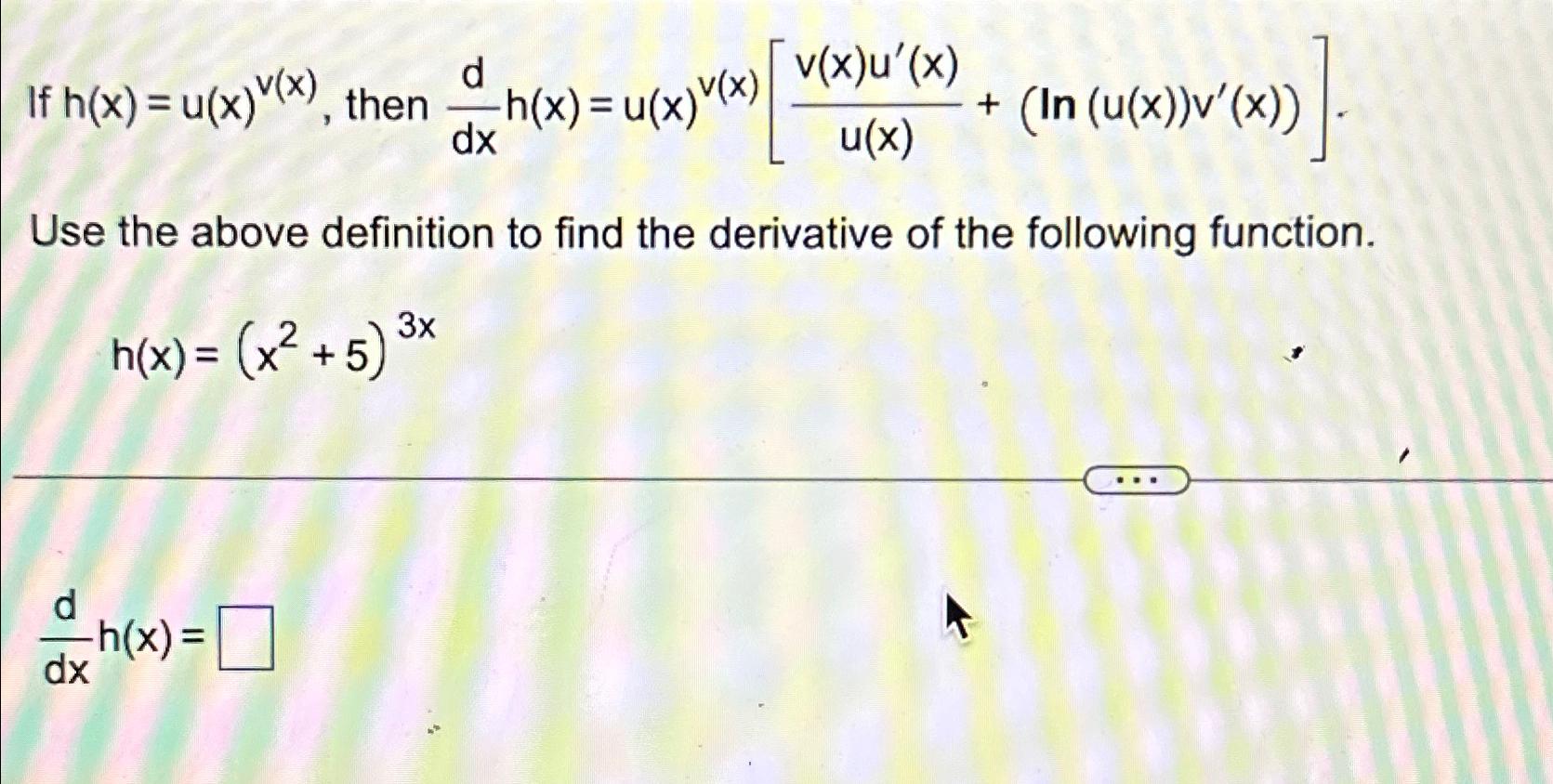 Solved If h(x)=u(x)v(x), ﻿then | Chegg.com