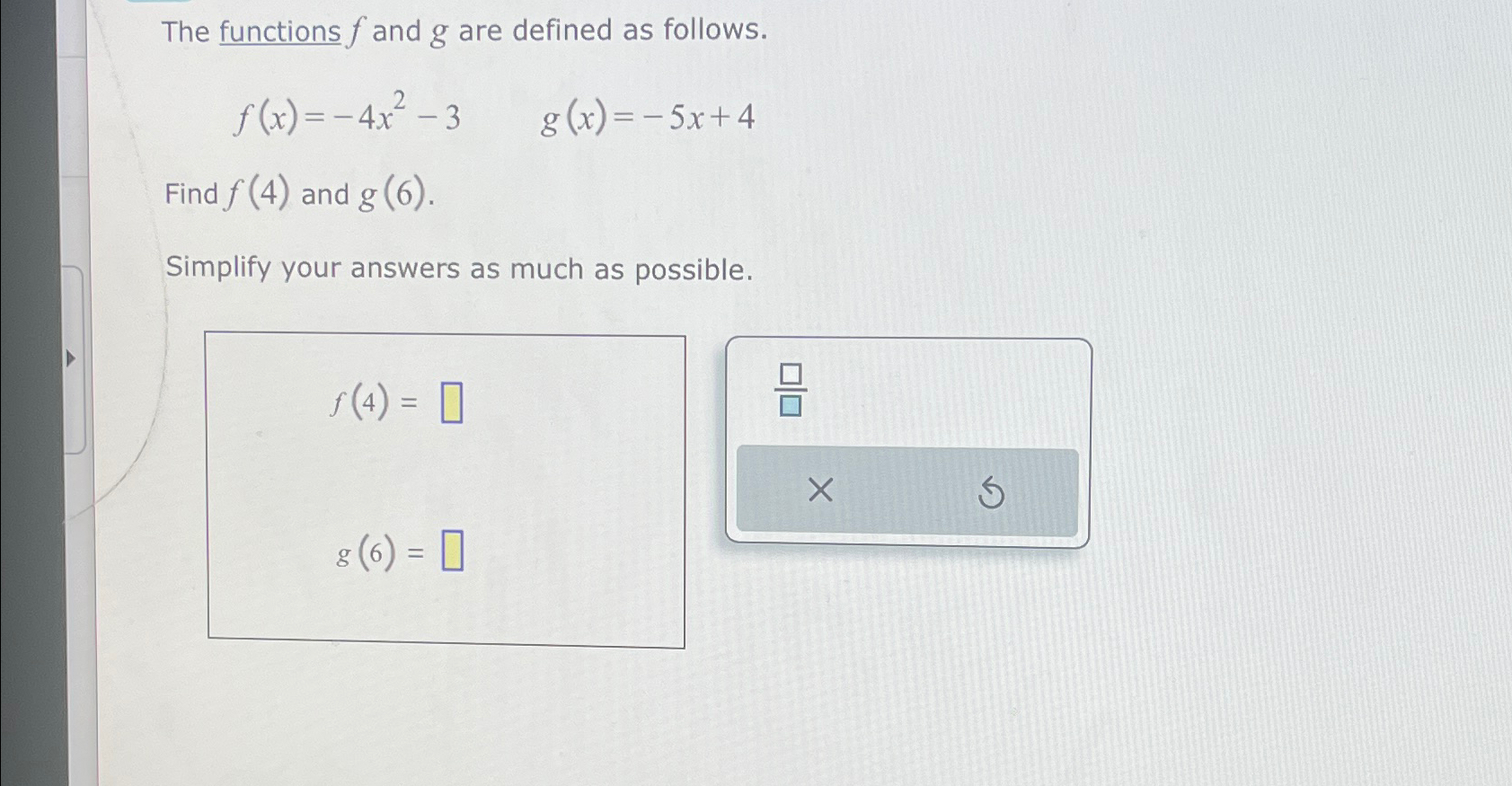 Solved The functions f ﻿and g ﻿are defined as | Chegg.com