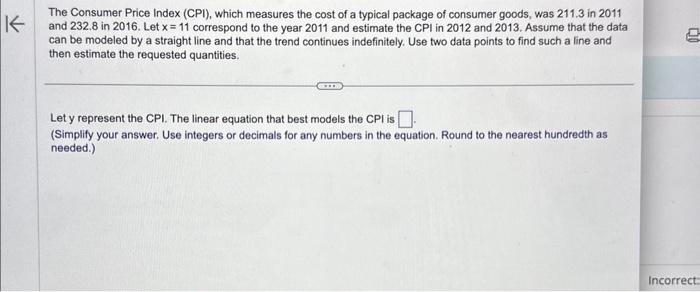 Solved The Consumer Price Index (CPI), which measures the | Chegg.com