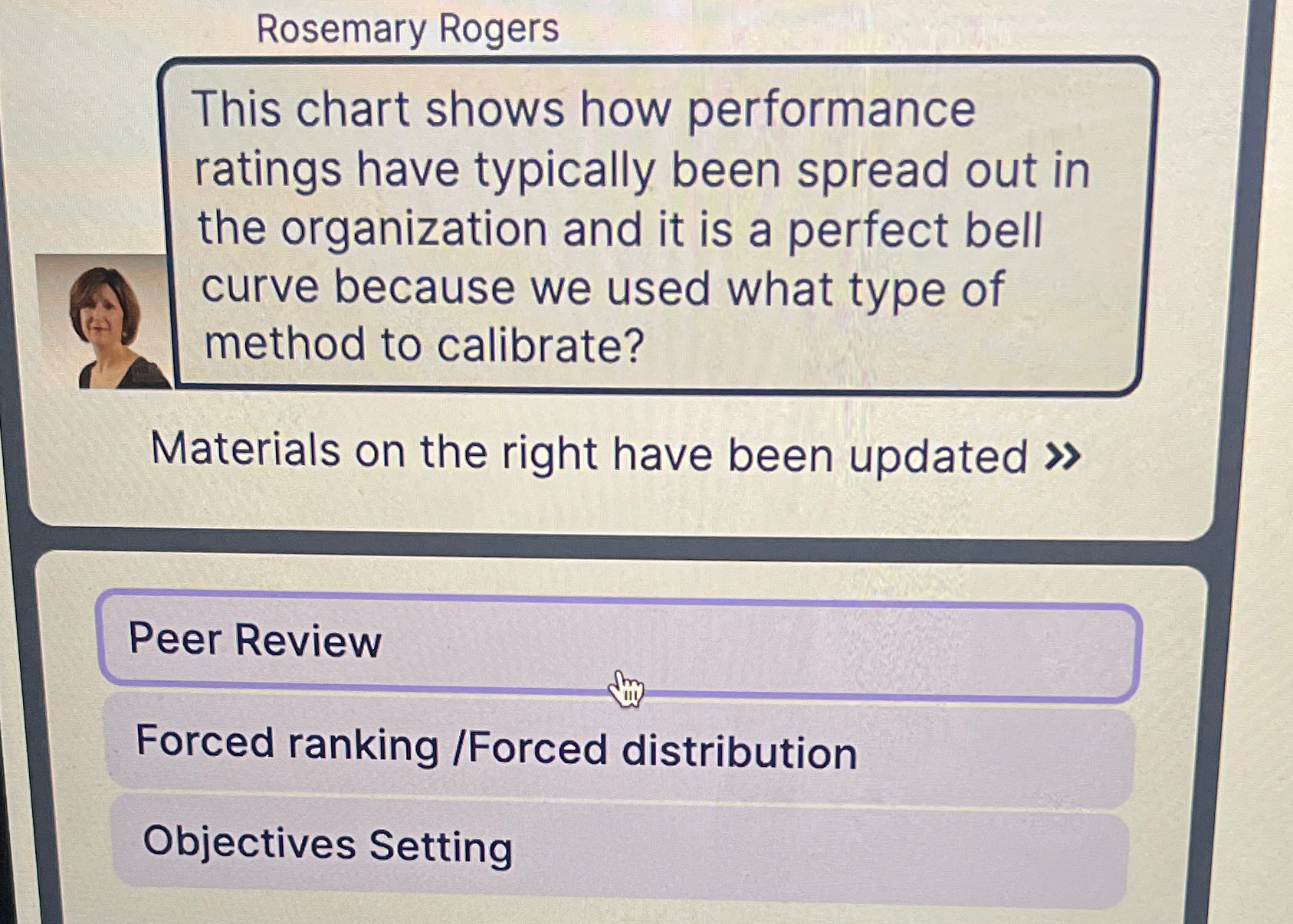 Solved Rosemary RogersThis chart shows how performance | Chegg.com