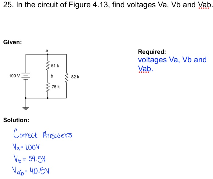 Solved 25. In the circuit of Figure 4.13, find voltages Va, | Chegg.com