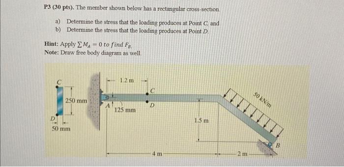 Solved P3 (30 pts). The member shown below has a rectangular | Chegg.com