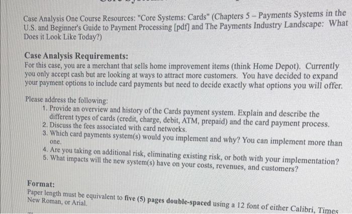 Solved Case Analysis One Course Resources: "Core Systems: | Chegg.com