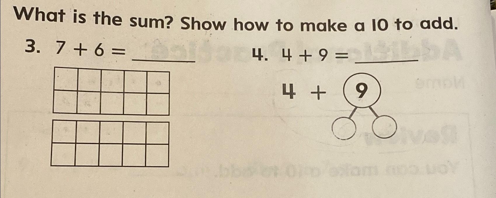 Solved What is the sum? Show how to make a 10 ﻿to | Chegg.com