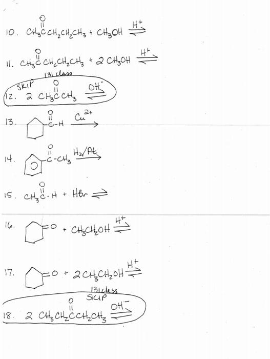 Solved 10. CH₃ C CH₃ CH₂ CH₂ - CH₃OH 1. си, след,ең, + а | Chegg.com