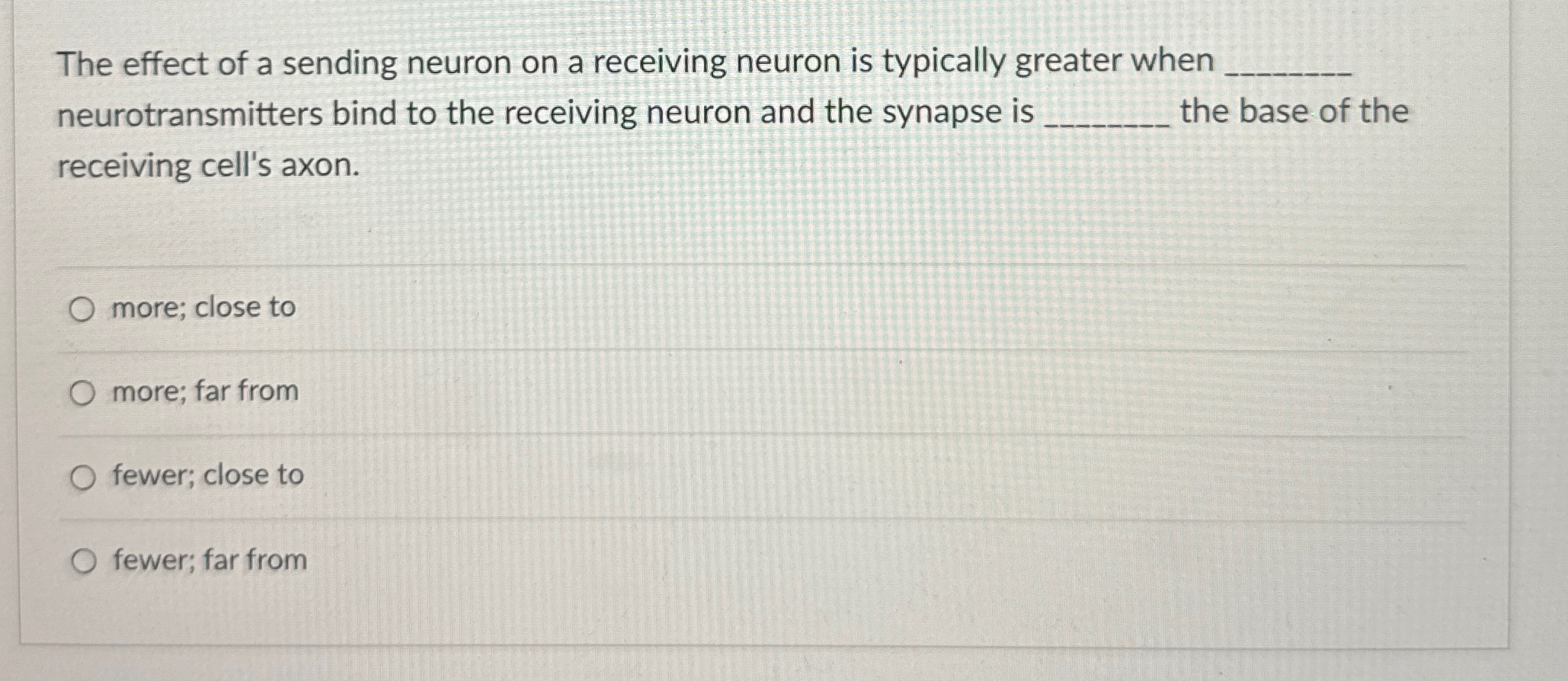 Solved The effect of a sending neuron on a receiving neuron | Chegg.com