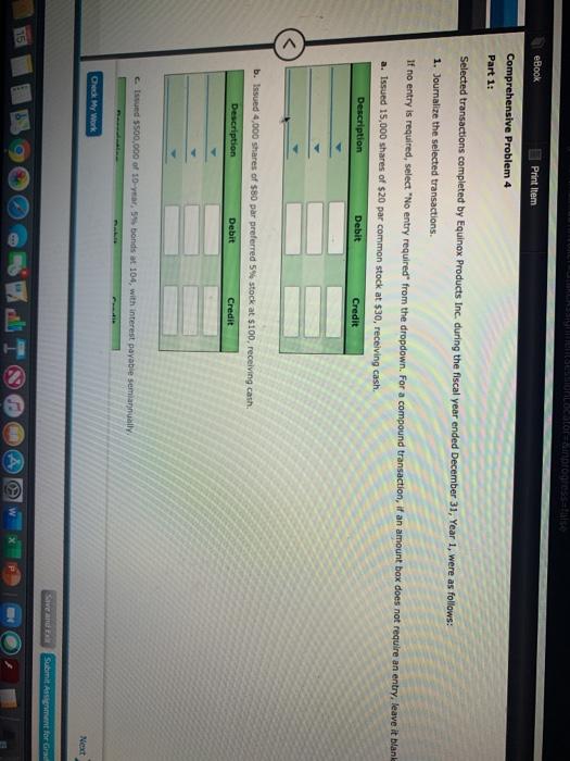 Solved eBook Print Item Comprehensive Problem 4 Part 1: | Chegg.com