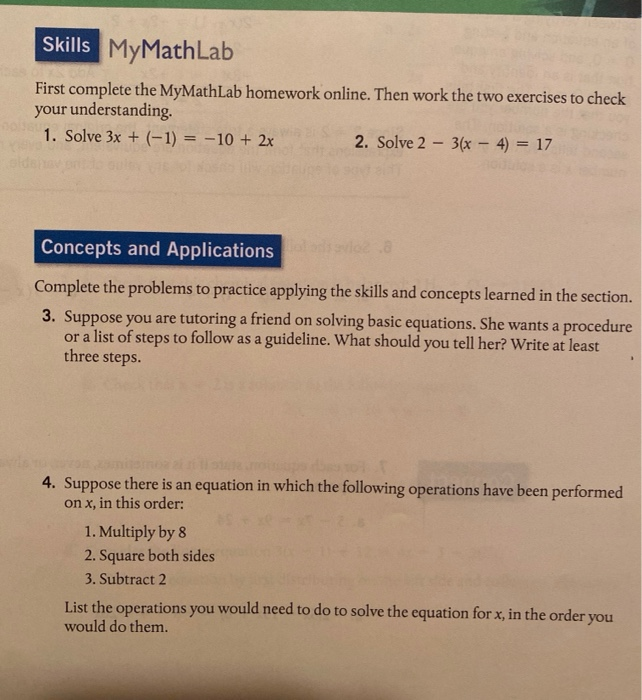 Solved Skills MyMath Lab First complete the MyMathLab | Chegg.com