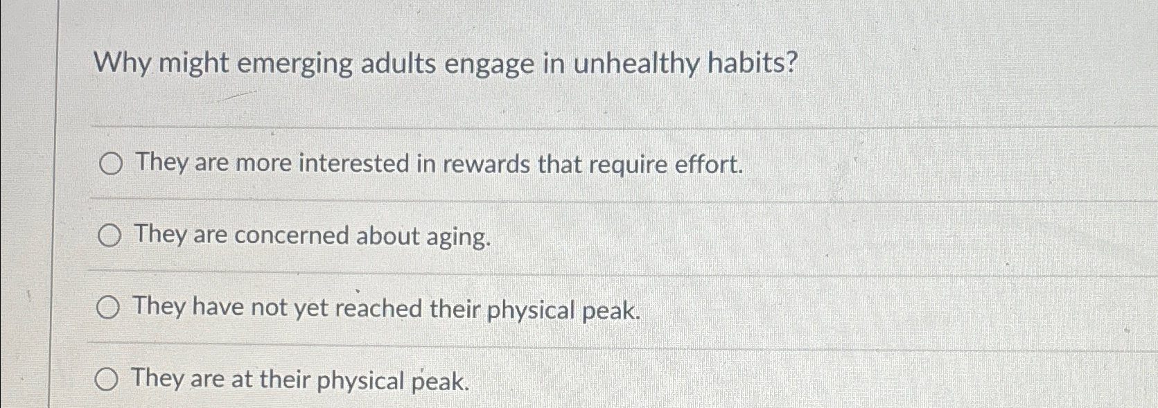 Solved Why might emerging adults engage in unhealthy | Chegg.com Solved Why might emerging adults engage in unhealthy | Chegg.com