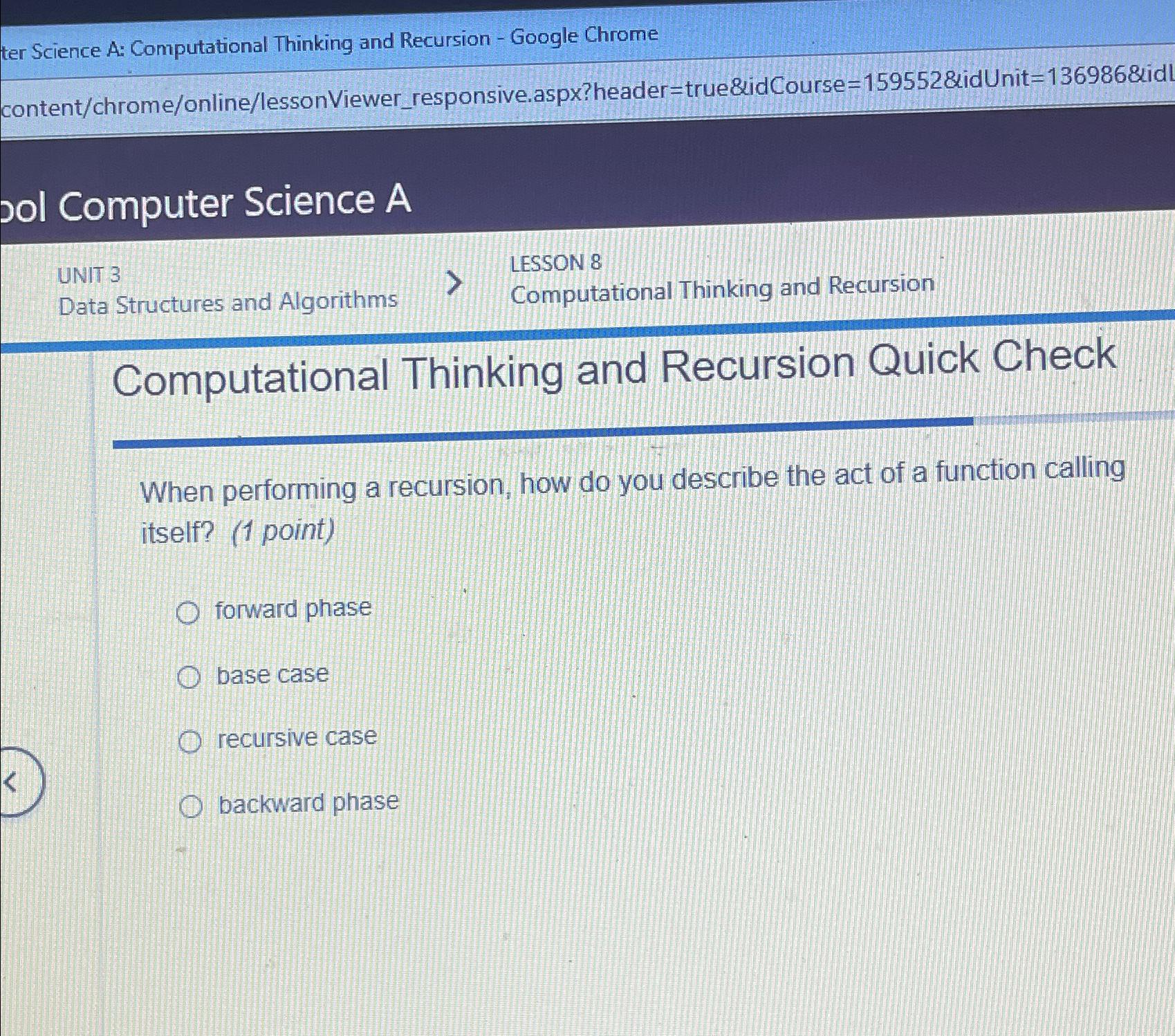 Solved Ter Science A Computational Thinking And Recursion 