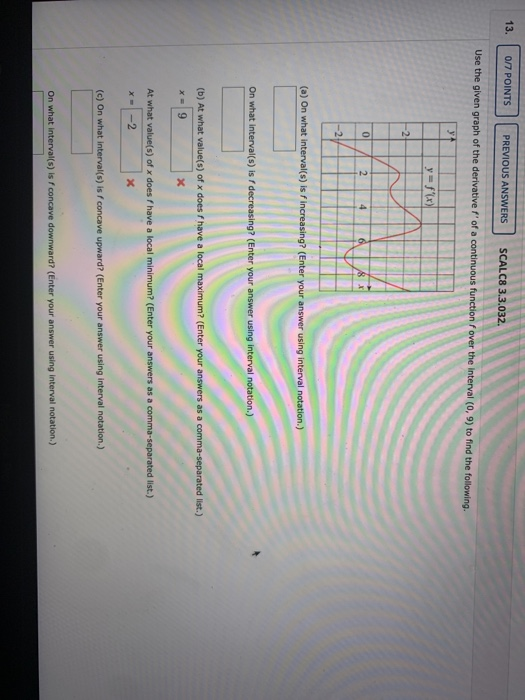 Solved 13. 0/7 POINTS | PREVIOUS ANSWERS SCALC8 3.3.032. Use | Chegg.com