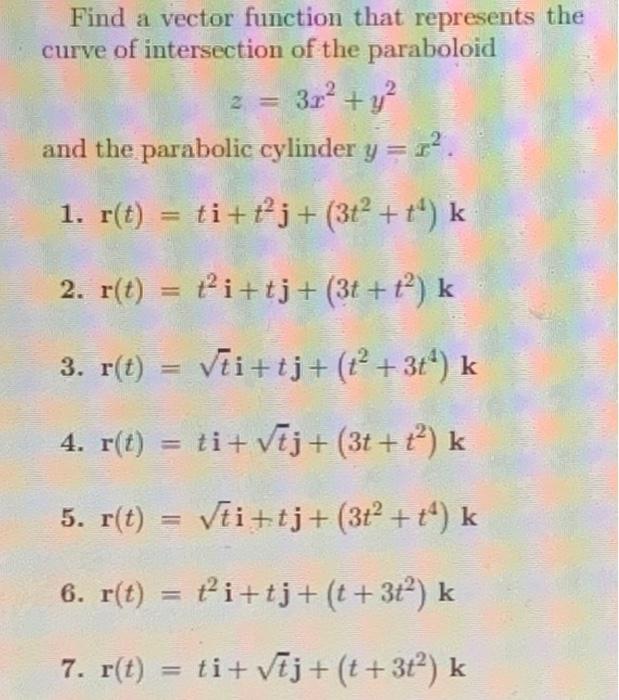 Solved Find a vector function that represents the curve of | Chegg.com