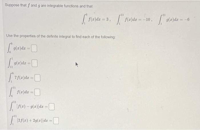 Solved Suppose that f and g are integrable functions and | Chegg.com