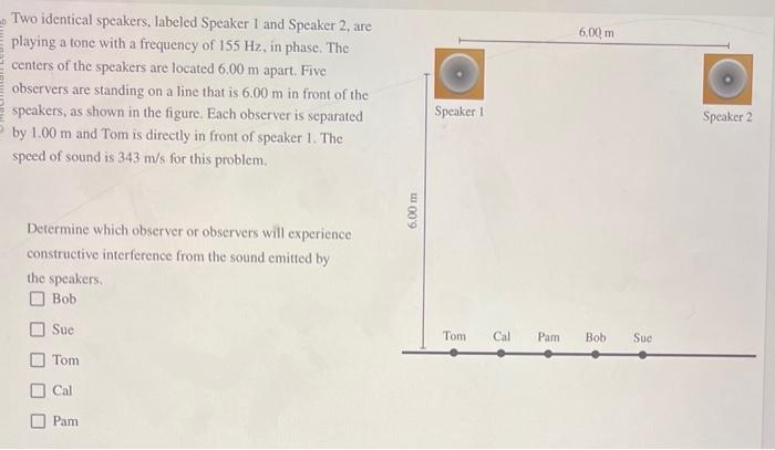Solved Two identical speakers, labeled Speaker 1 and Speaker | Chegg.com