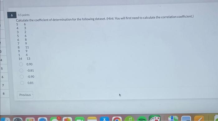 Solved Calculate the coefficient of determination for the | Chegg.com