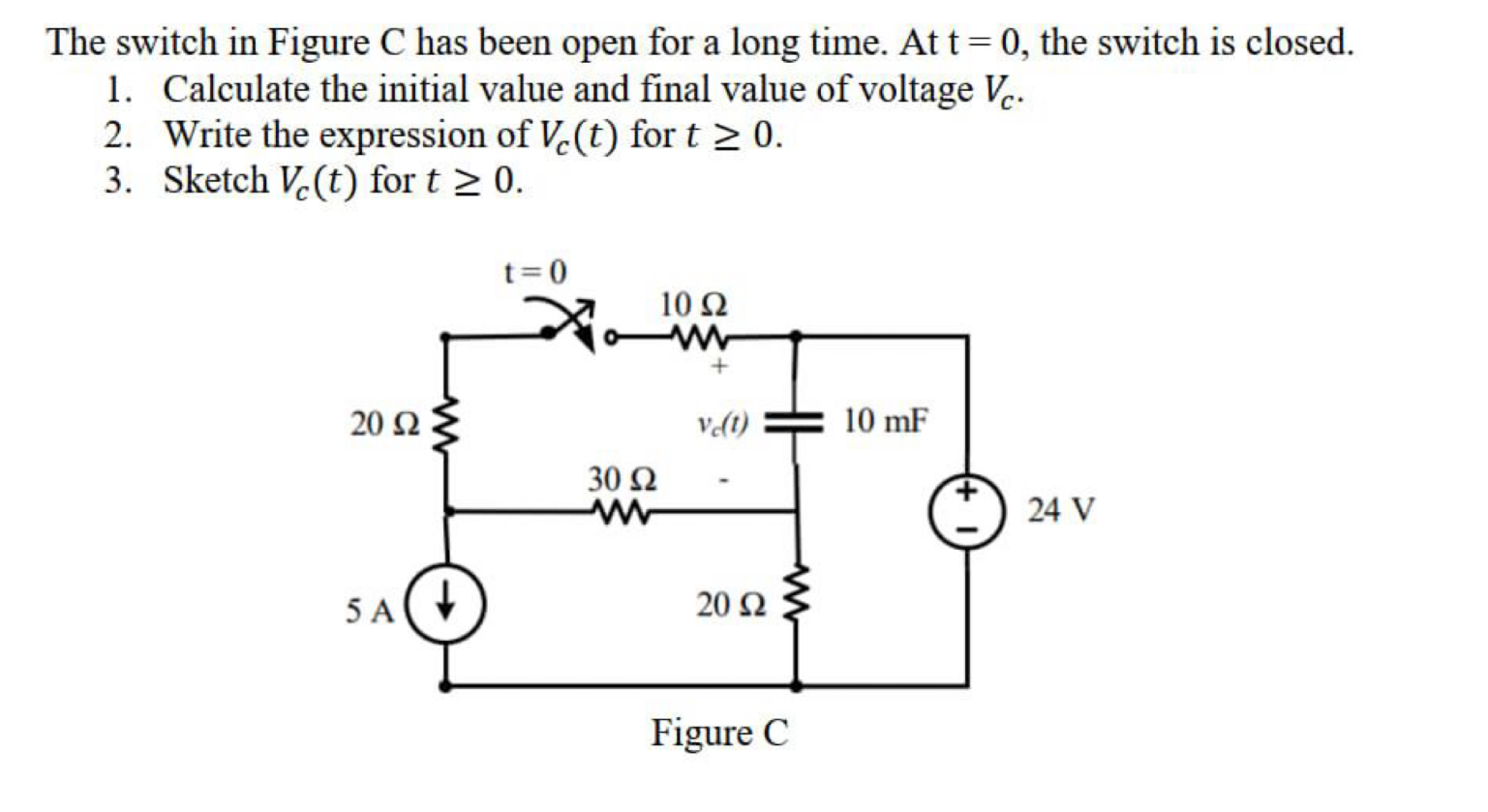 Solved The switch in Figure C has been open for a long time. | Chegg.com