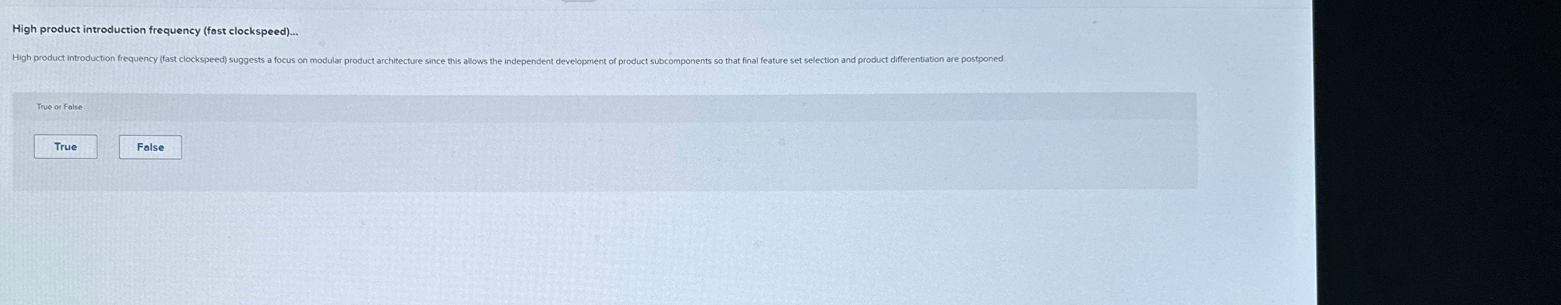 Solved High product introduction frequency (fast | Chegg.com