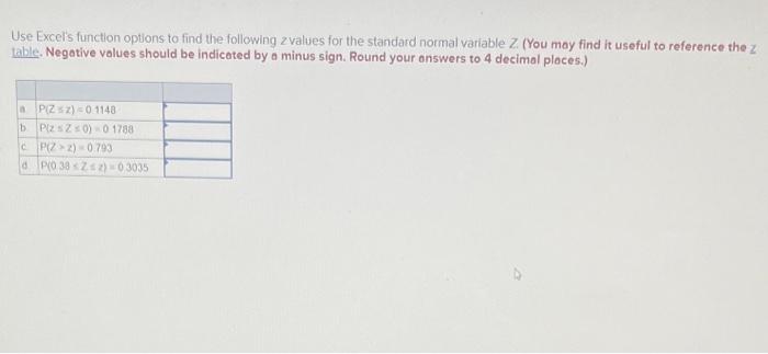 Solved Use Excels Function Options To Find The Following 