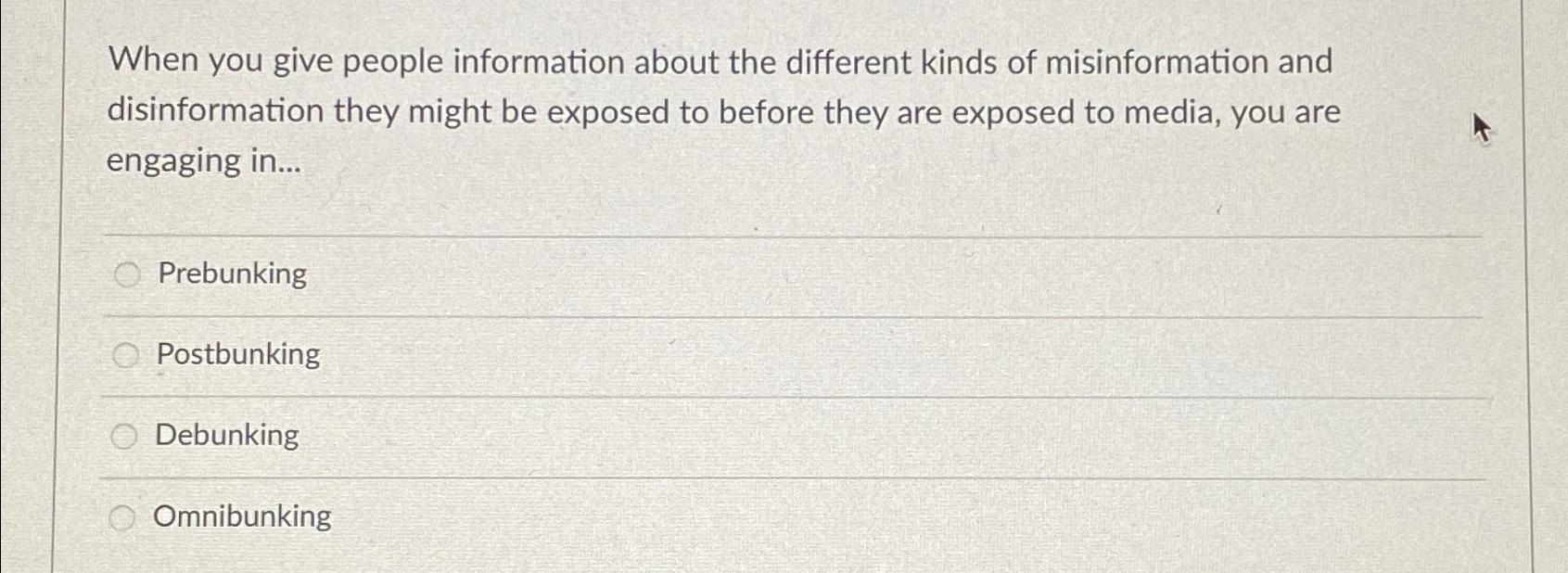 Solved When you give people information about the different | Chegg.com