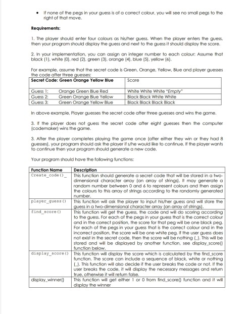 Solved Programming Assignment 4: Code Breaker Purpose: The | Chegg.com