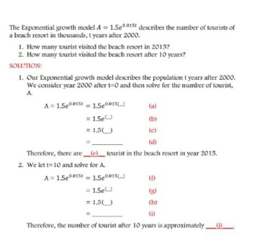 Solved The Exponential growth model A=1.5e−015t describes | Chegg.com