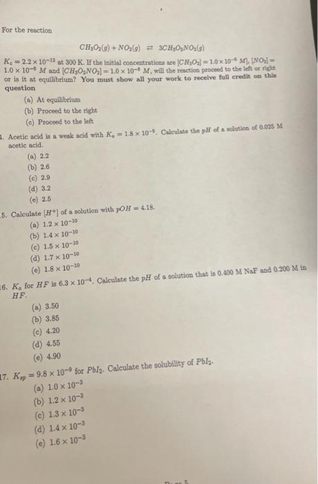 Solved CH3O2(g)+NO2(g)⇄3CH3O2NO2(g) Kc=2.2×10−12 at 300 K. | Chegg.com