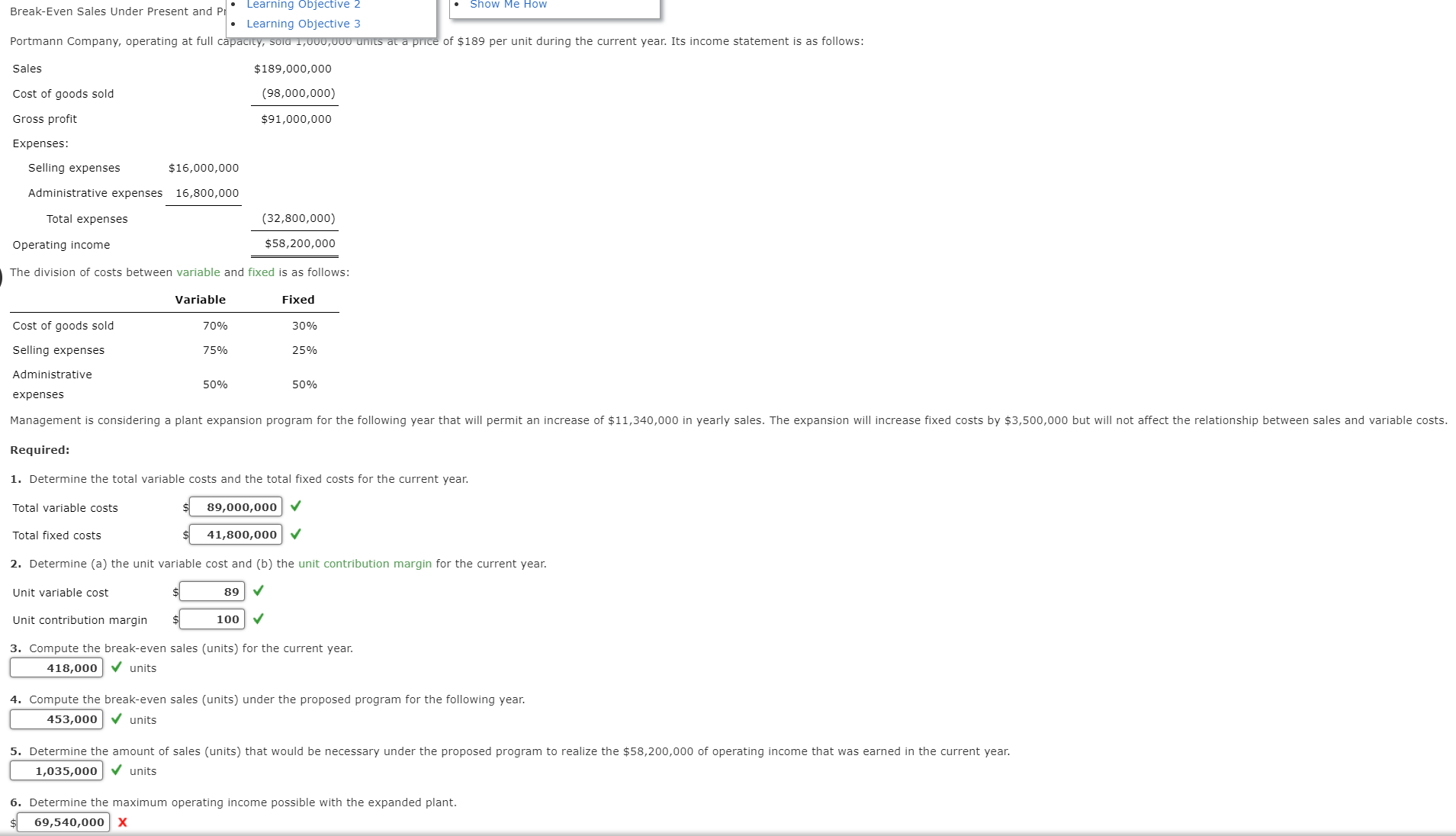 Determine the maximum operating income possible with | Chegg.com