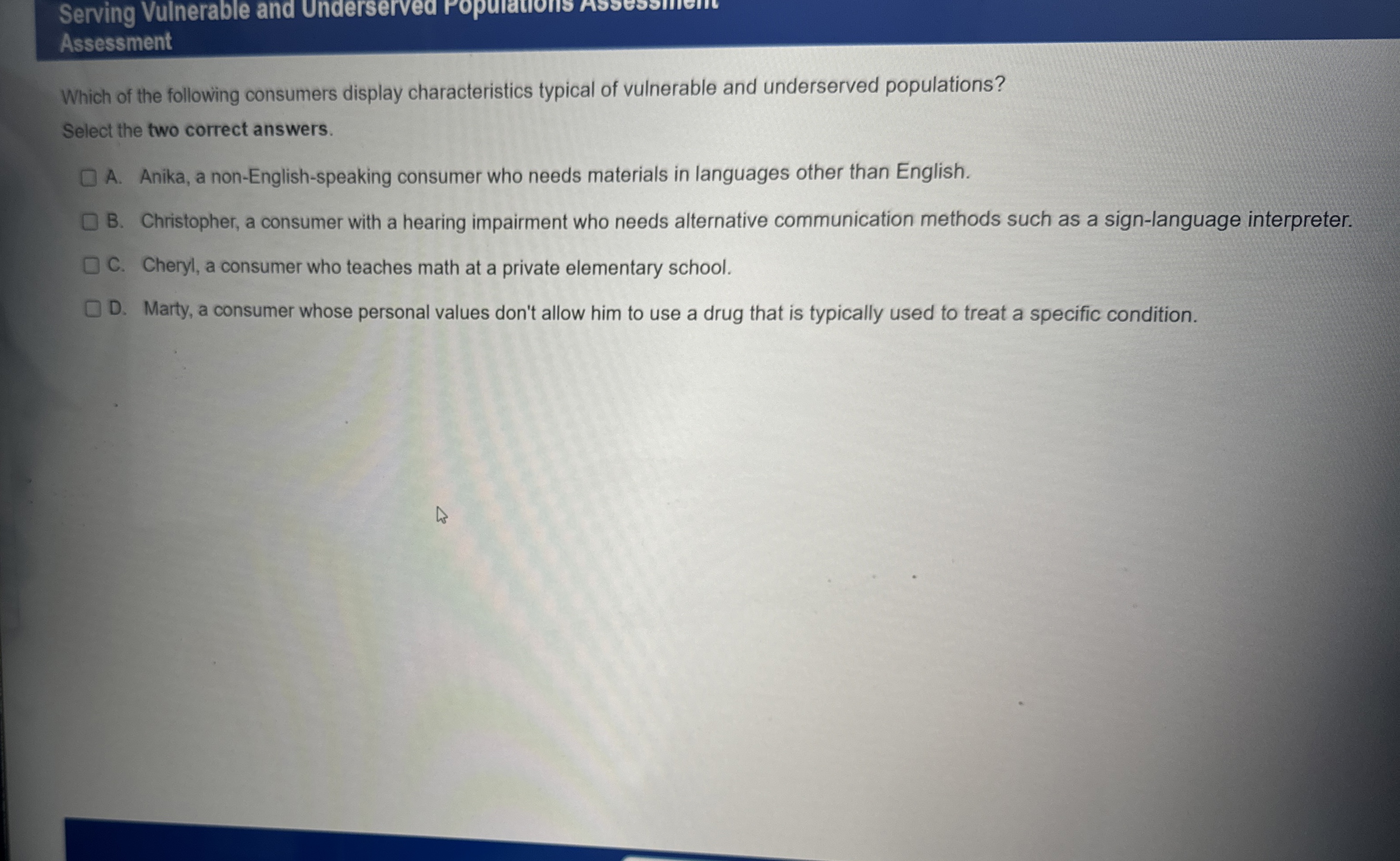 Solved Serving Vulnerable and Underserveu Fopurations | Chegg.com