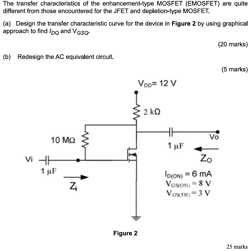 Solved The transfer characteristics of the enhancement-type | Chegg.com