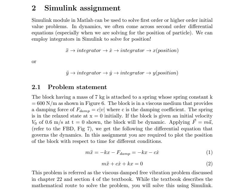 Solved 2 Simulink Assignment Simulink Module In Matlab Can