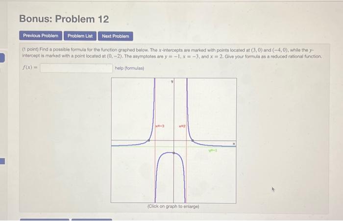 Solved Bonus: Problem 12 (1 point) Find a possible formula | Chegg.com