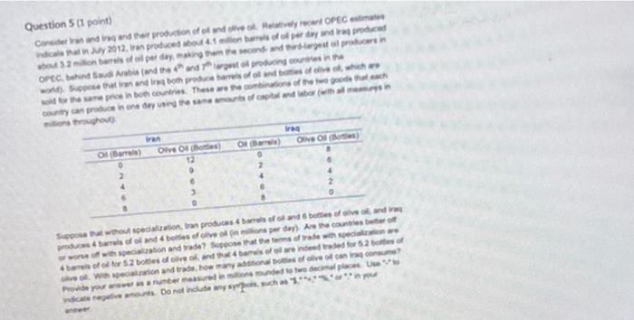 Question 5 (1 point) Consider Iran and rea and ther | Chegg.com Question 5 (1 point) Consider Iran and rea and ther | Chegg.com