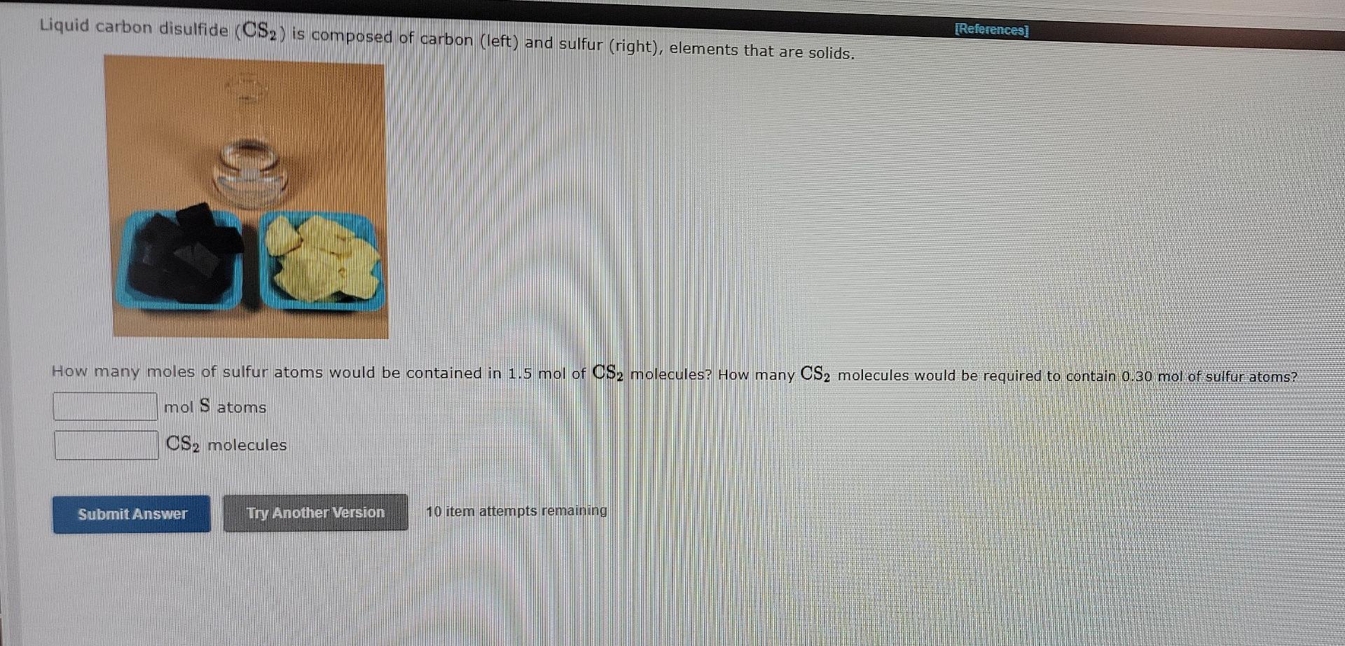 Solved Liquid carbon disulfide (CS2) is composed of carbon | Chegg.com