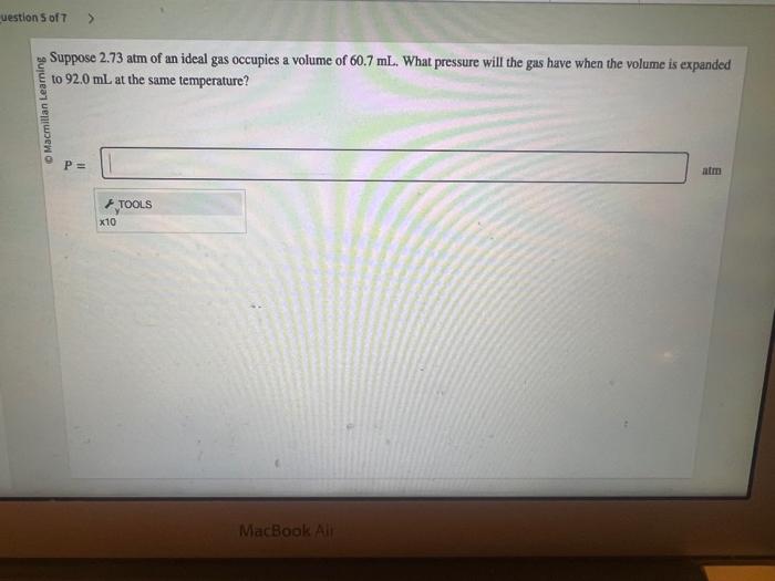 Solved Suppose 1.23 atm of an ideal gas occupies a volume of | Chegg.com