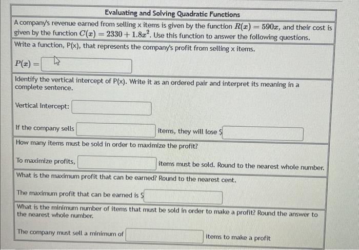 Solved Evaluating and Solving Quadratic Functions A | Chegg.com
