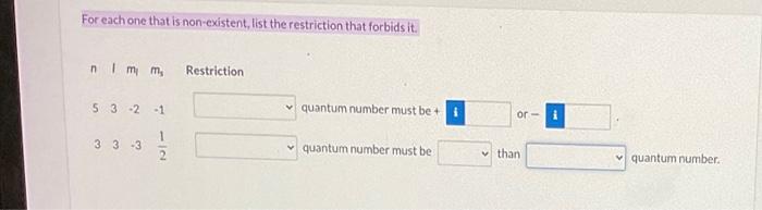 Solved For each one that is non-existent, list the | Chegg.com