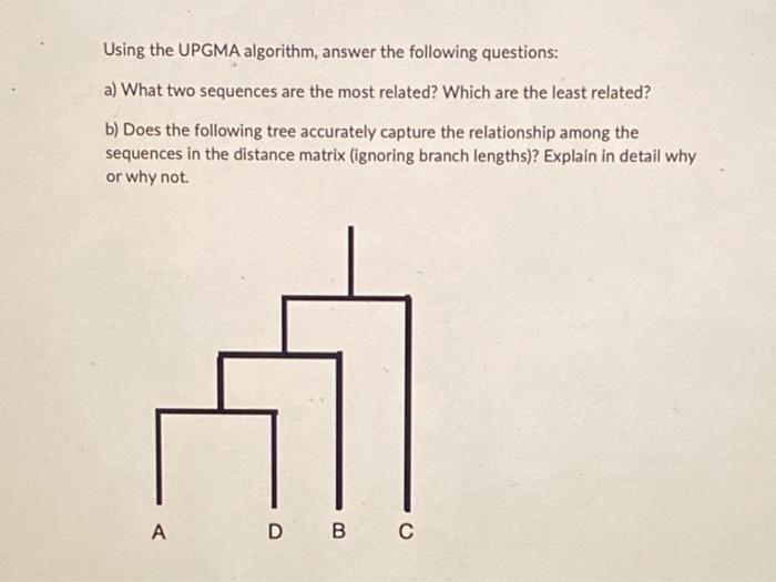 Solved Using The Upgma Algorithm Answer The Following 