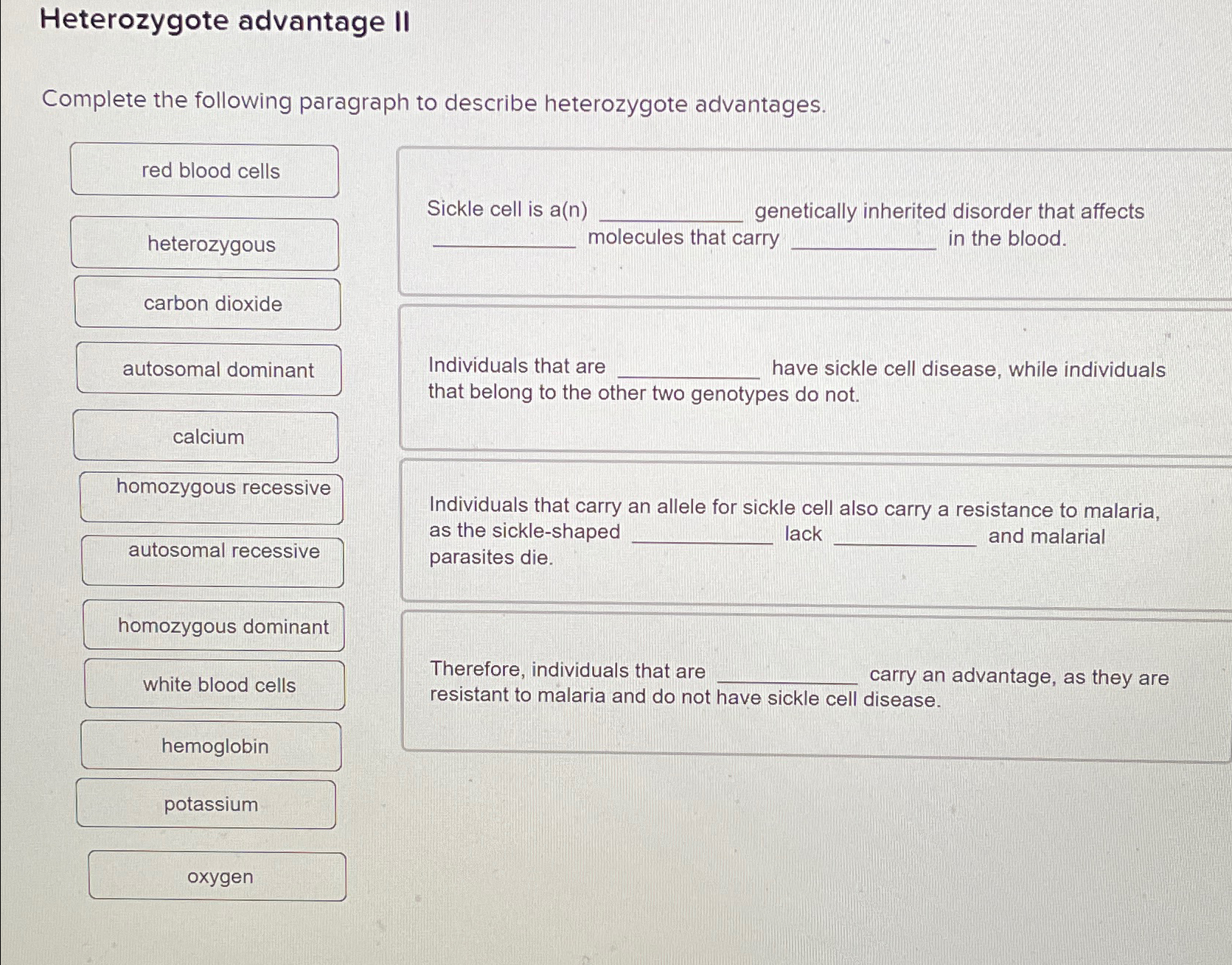 Solved Heterozygote advantage IIComplete the following | Chegg.com
